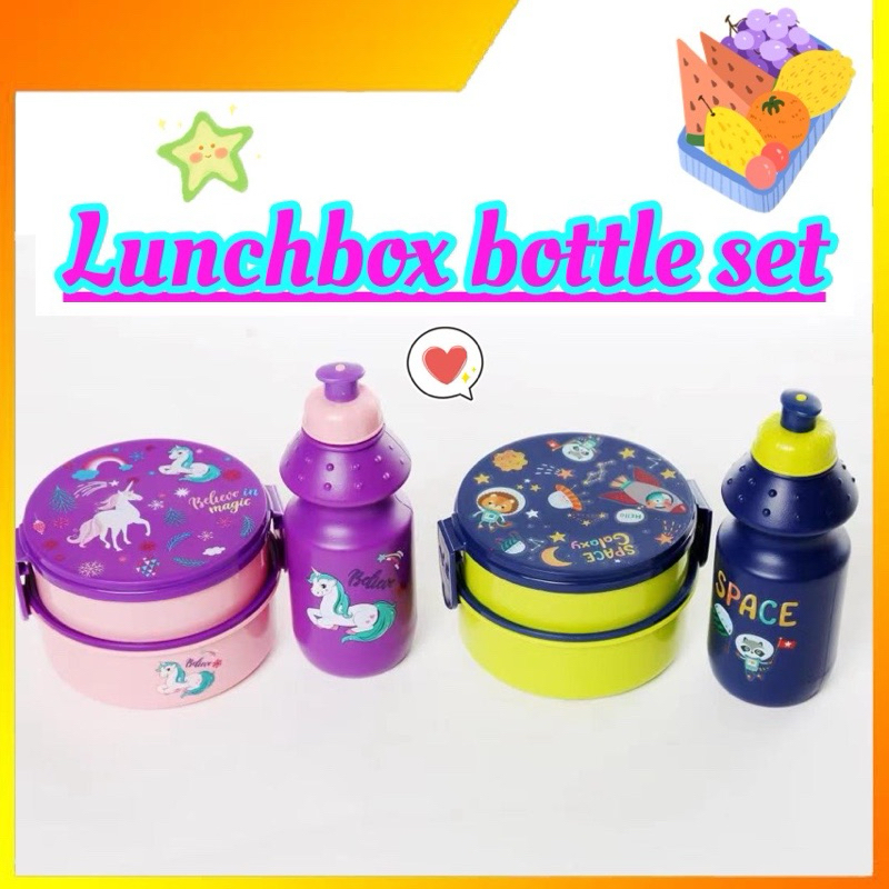 Kids Tupperware 2in1 Lunch Box School Double Layer Portable Bekas ...