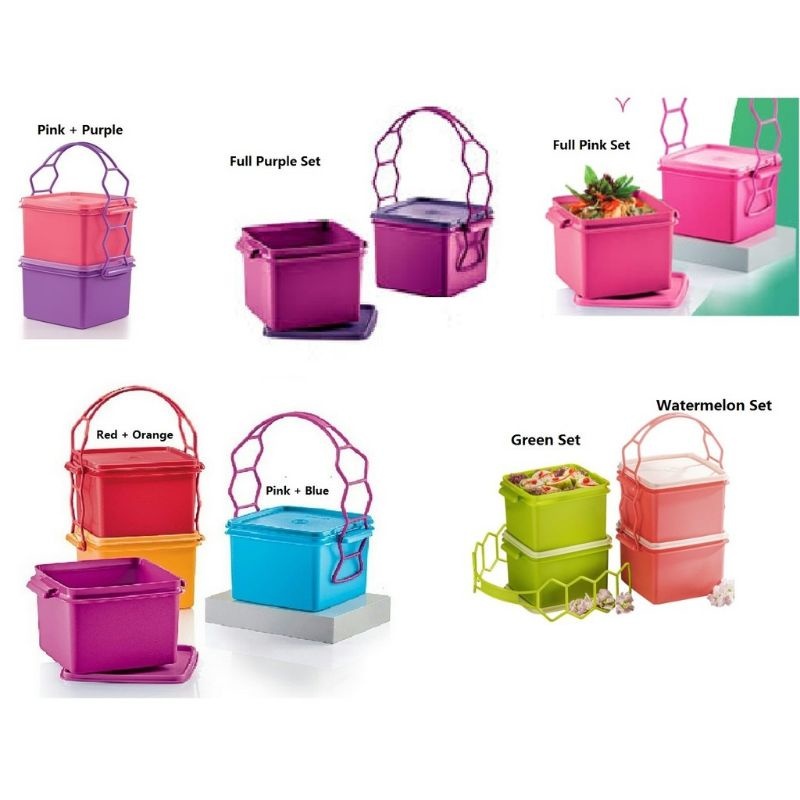 Tupperware Triffin Delight Double Deep Goody Lunch box 3 tiers with ...