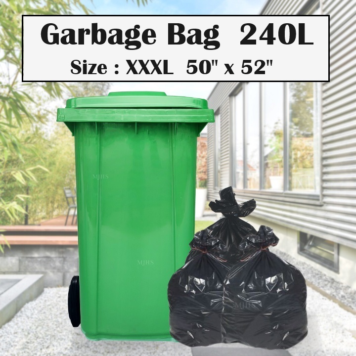 10pcs JUMBO GARBAGE BAG PLASTIC 50"X52" 240L Garbage Bin Plastic ...