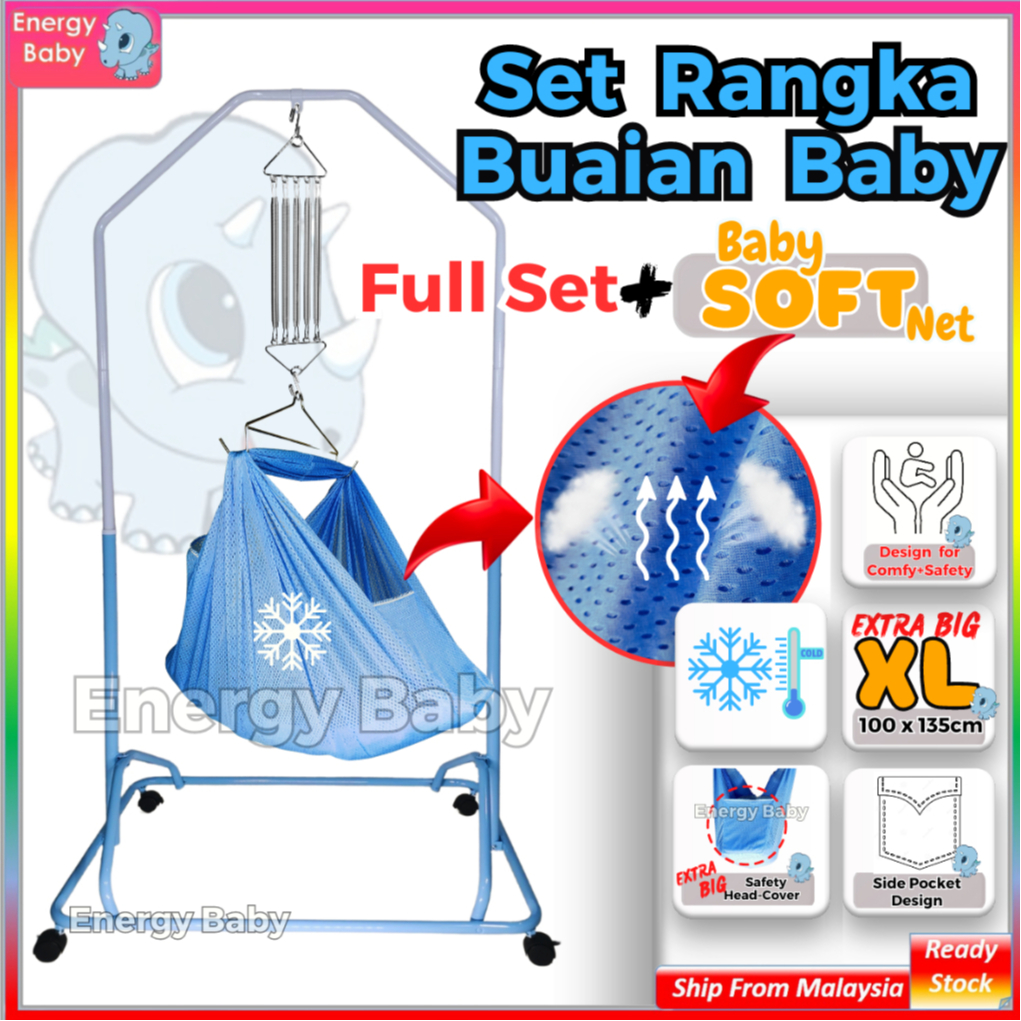 ENERGY BABY Cradle Stand Set Rangka Buaian Baby Soft Net Besi Buai Baby ...