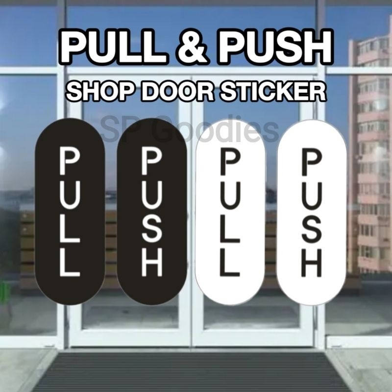 Minimalist Pull Push Sign Waterproof / Door Wall Signage Label Sticker ...