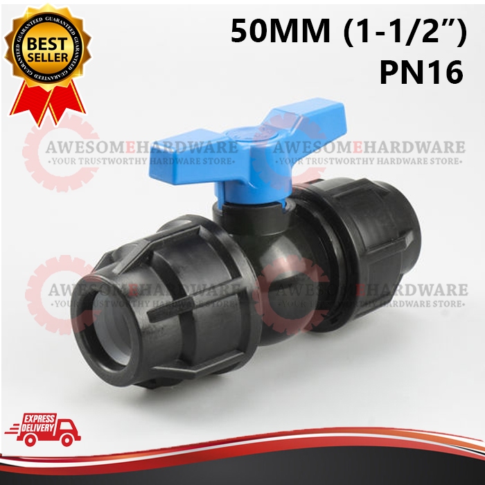 FALLA/CORSA PN16 1 1/2" 50MM POLY STOPCOCK BALL VALVE COMPRESSION ...