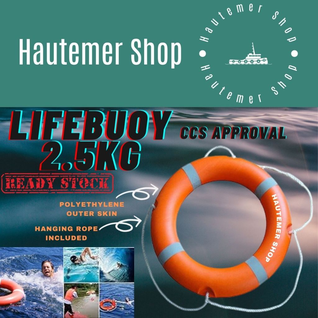 Marine Lifebuoy Safety Adult 2.5kg Life-Saving Swimming Reflective Life Buoy / Pelampung ...