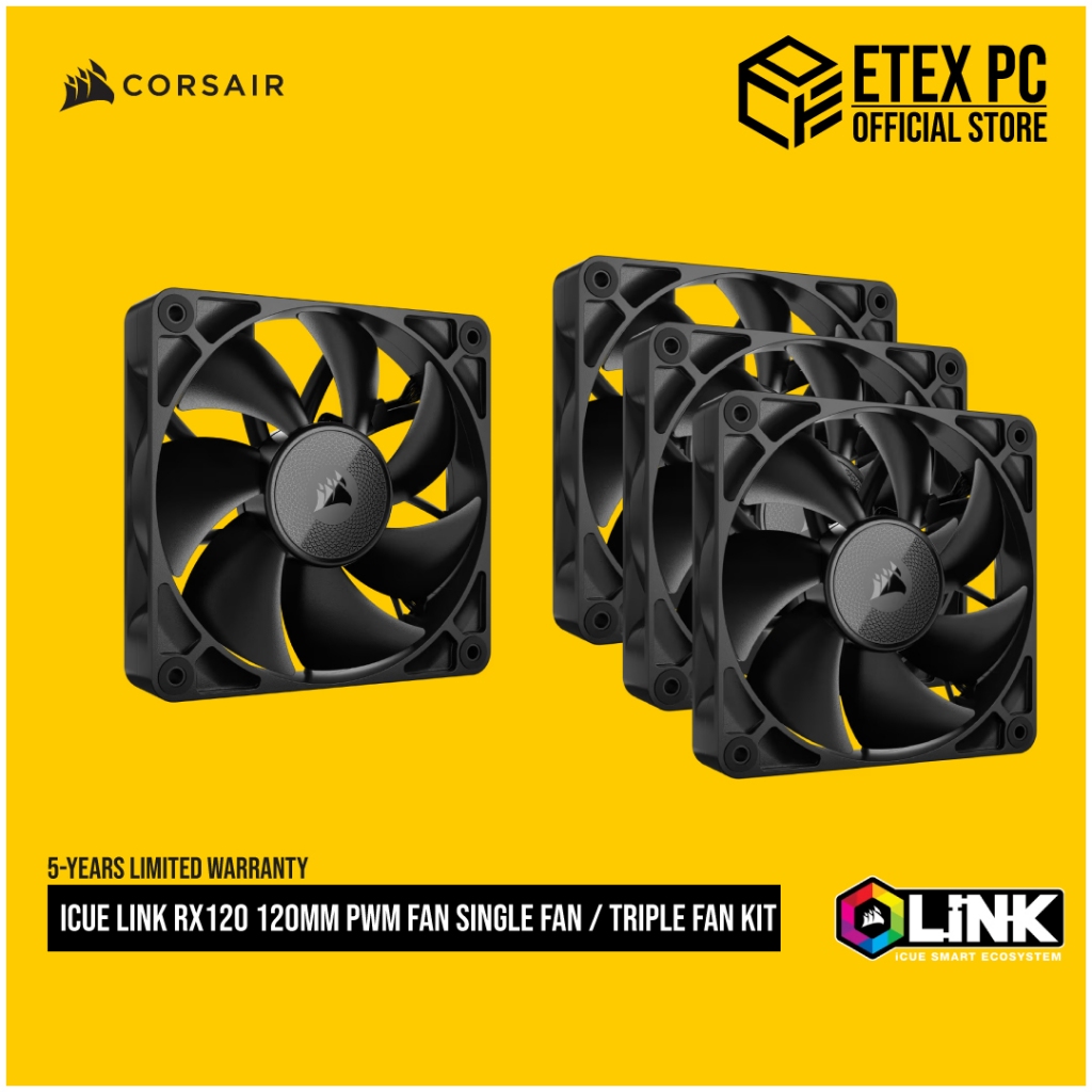 CORSAIR iCUE LINK RX120 120mm PWM Fan ( Single Fan Expansion / Triple ...