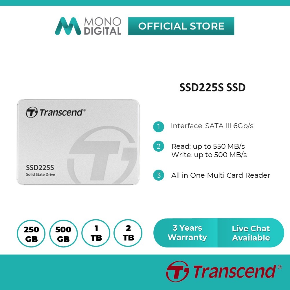 Transcend 2.5" SSDs SATA III 6Gb/s SSD225S (250GB/500GB/1TB/2TB ...