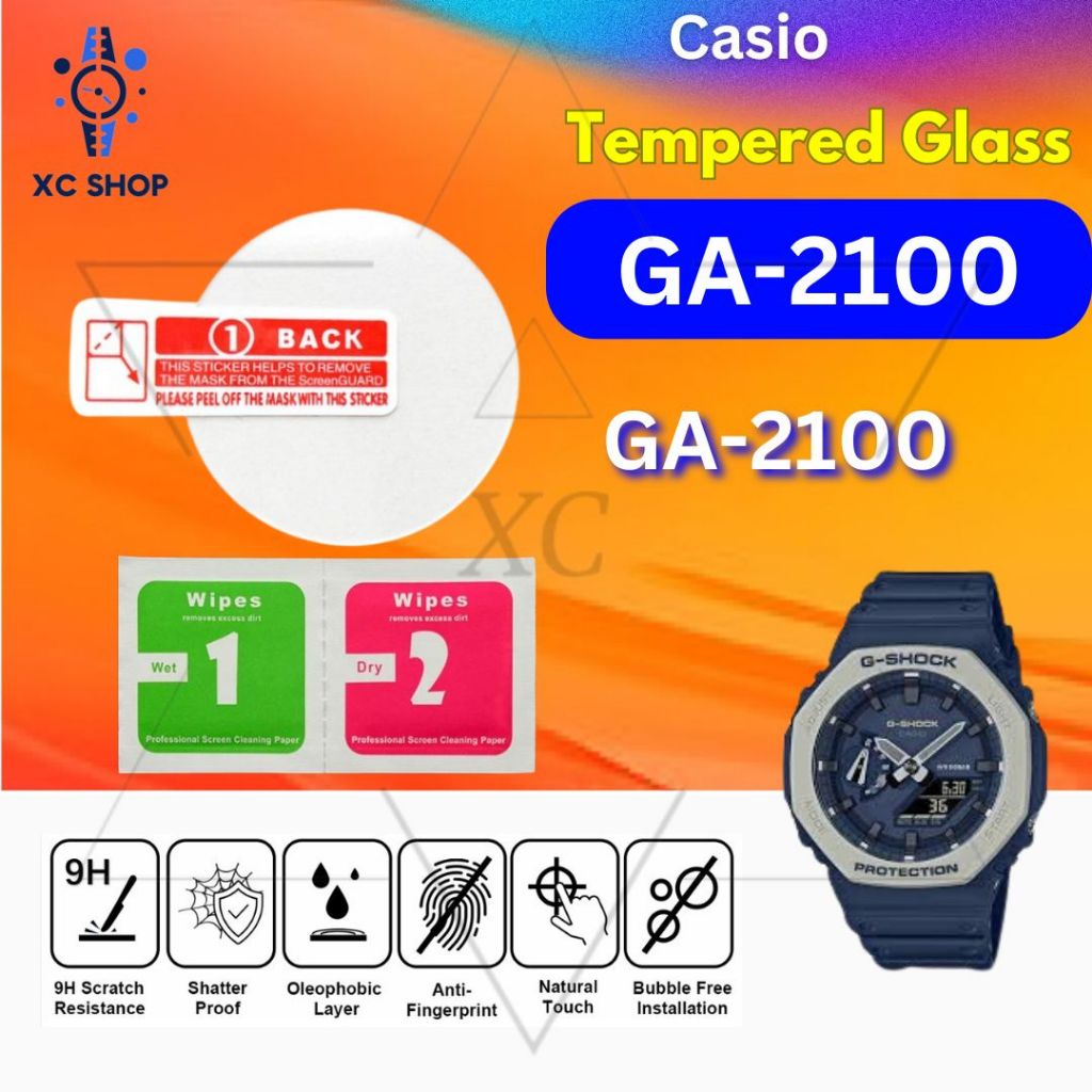 Casio GA-2100 G-shock clear tempered glass screen protector jam tangan ...