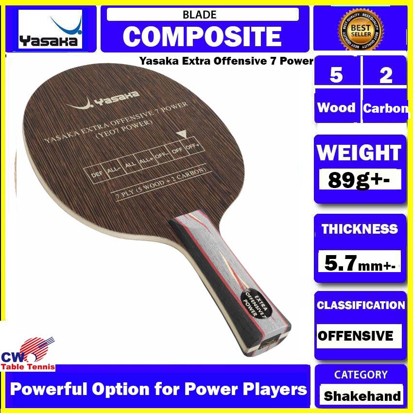 Yasaka Extra Offensive 7 Power FL Composite Carbon Table Tennis Blade ...