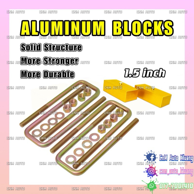 4x4 4WD Rear 1.5 inch Lift up Block Kit Set Solid Aluminum Hilux Triton ...