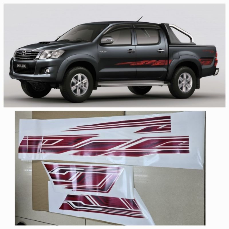 TOYOTA HILUX VIGO 3.0 2012 KUN26 BODY STICKER SET (RED). | Shopee ...