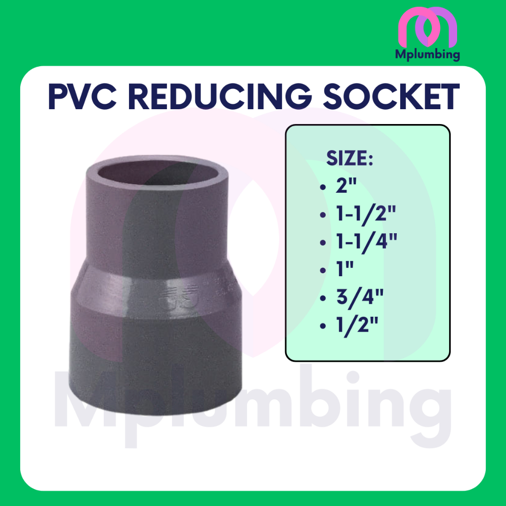 REDUCING SOCKET PVC PIPE FITTINGS REDUCER RS 1/2" 3/4" 1" 1-1/4" 1-1/2 ...