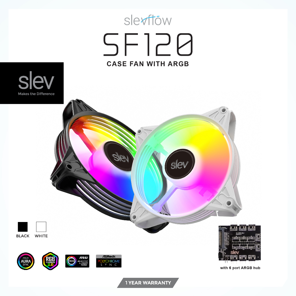 Slev SF120 12cm ARGB Casing Fan with 6 port aRGB Hub | Shopee Philippines