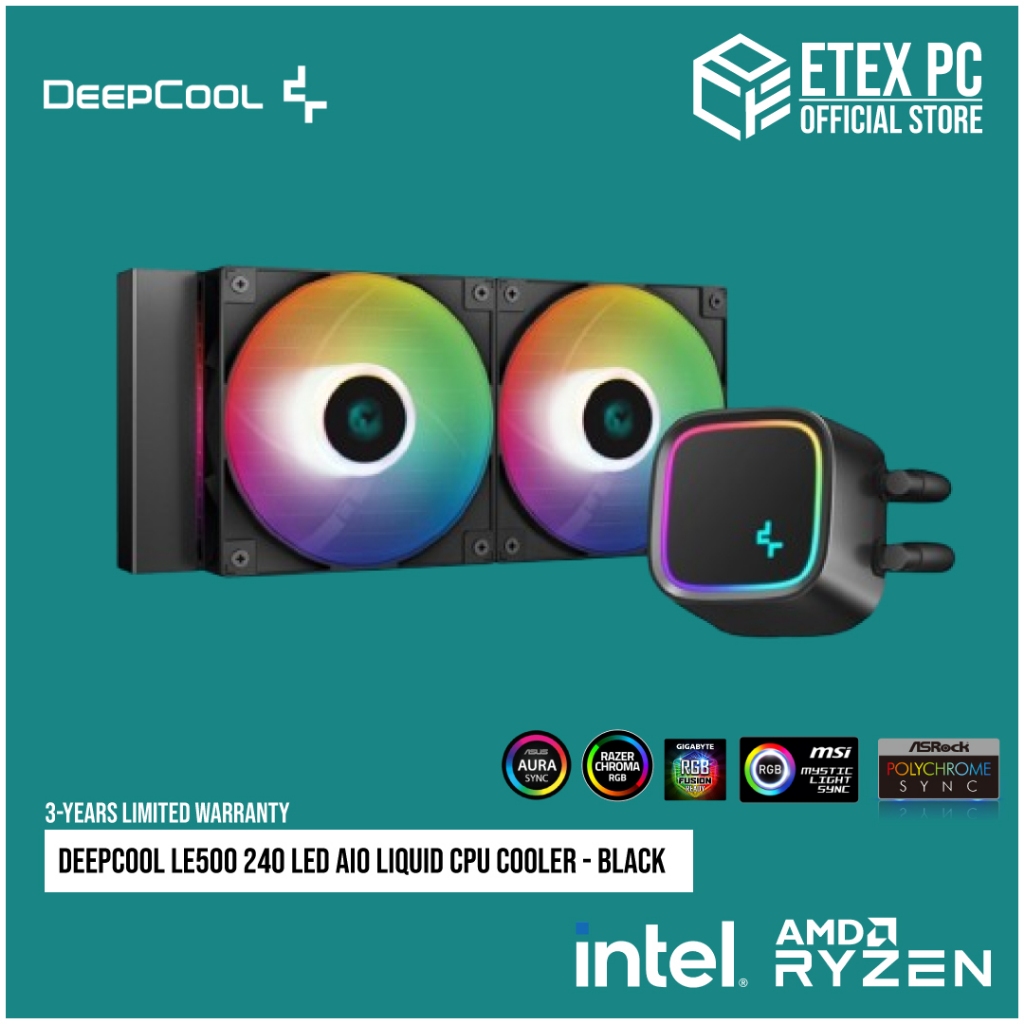 DeepCool LE500 240 LED AIO Liquid CPU Cooler - Black R-LE500-BKLNMC-G-1 | Shopee Philippines