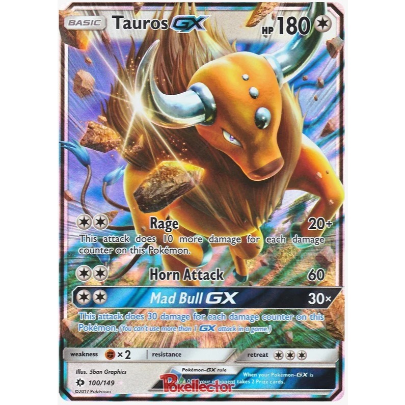 Pokemon TCG Sun & Moon Series Sun & Moon 100/149 Tauros GX | Shopee ...