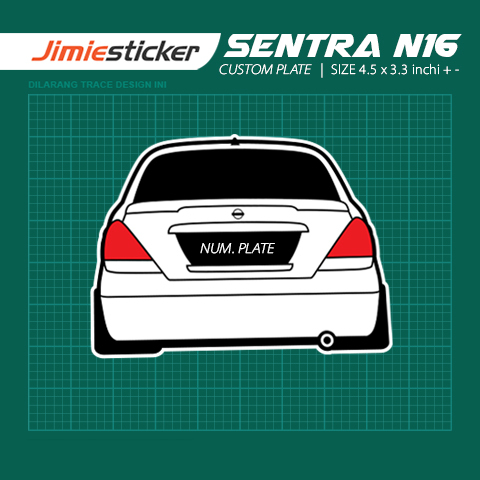 Nissan Sentra N16 Train Sticker, Rear Sticker, Custom Color And Plate ...