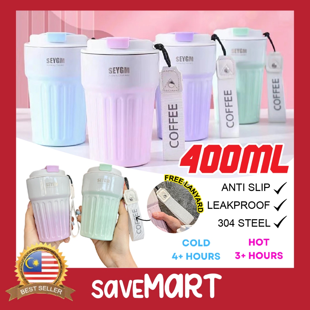 400ML Dual Tone Stainless Steel Coffee Mug Hot & Cold Insulated Vacuum ...