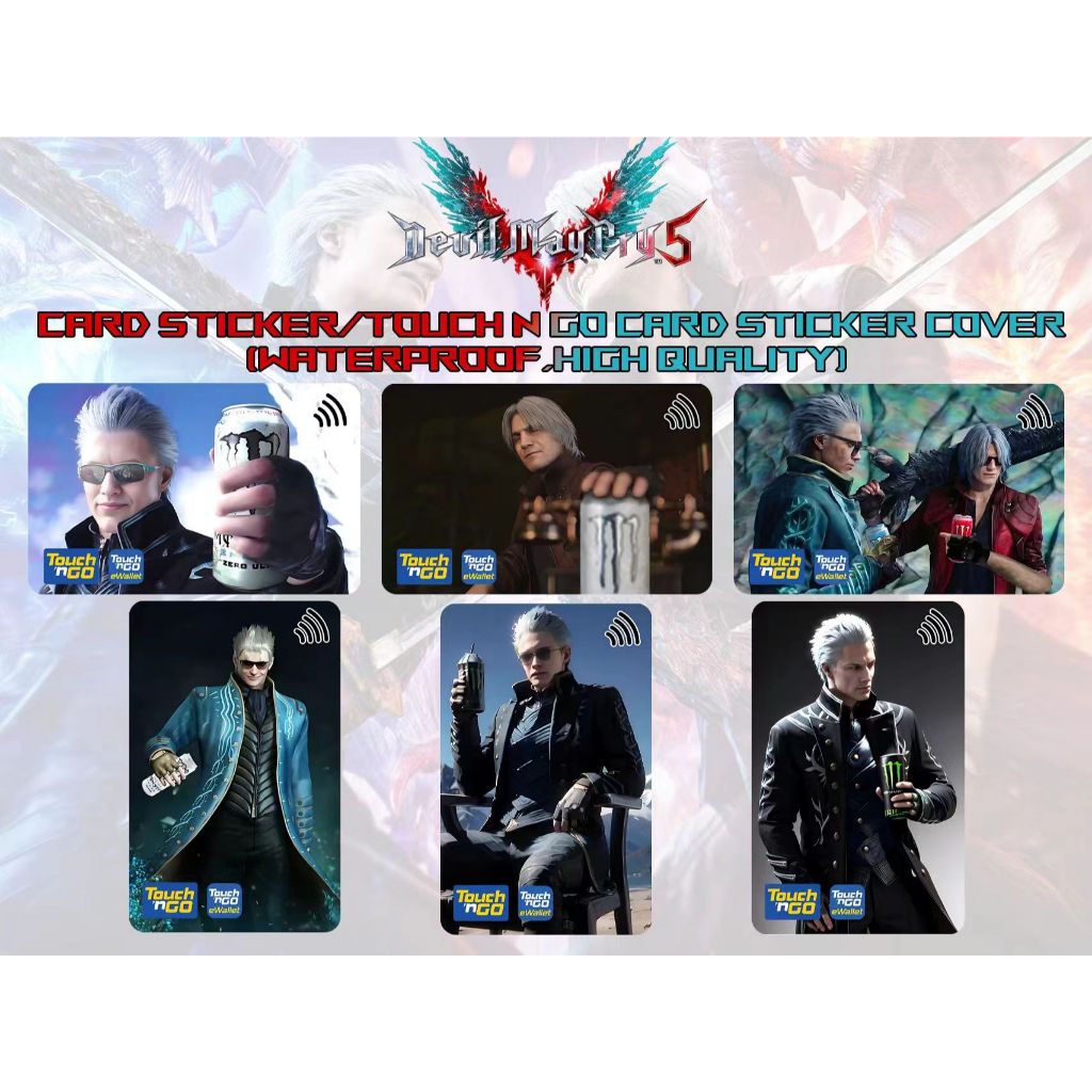 Devil May Cry Vergil Monster Energy - Card Sticker/Touch n Go Card ...