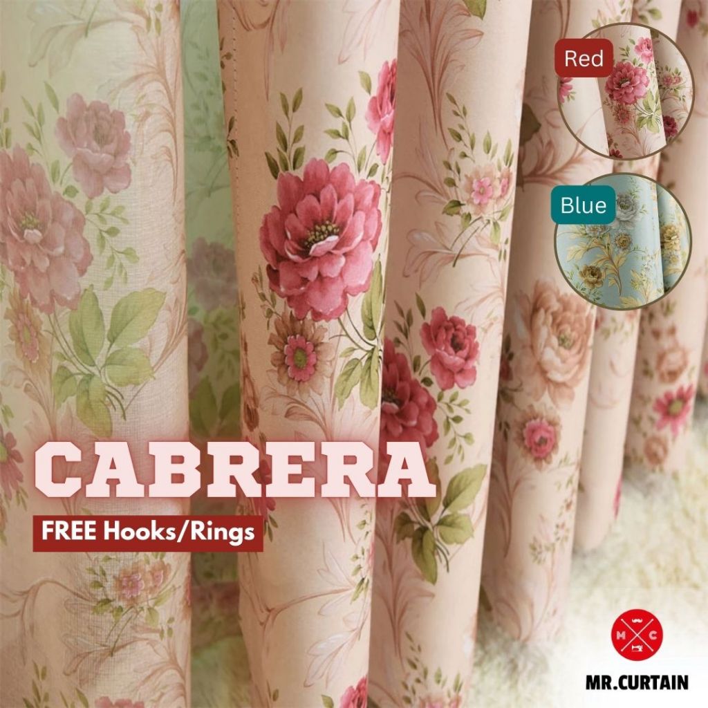MR.CURTAIN Cabrera Langsir Siap Jahit Blackout & Sheer Bunga Cangkuk ...