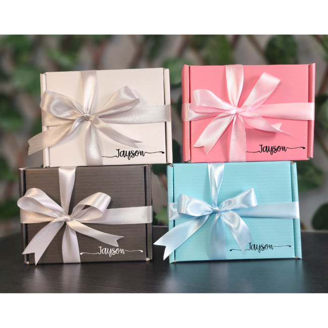 Small Personalized Box with Custom Name Ribbon Greeting Card Shred ...