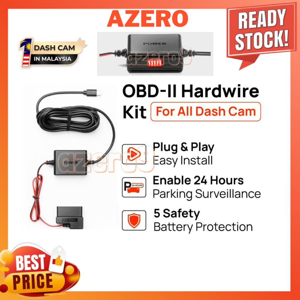 70mai OBD-II Hardwire Kit 24 Hours Parking Mode Easy Set Up Micro USB ...