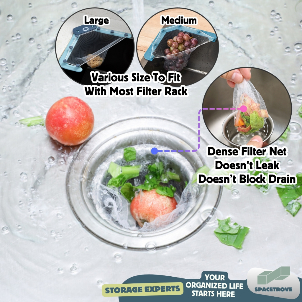 100pcs Filter Net Disposable Kitchen Sink Sapis Sinki Elastic Bathroom ...