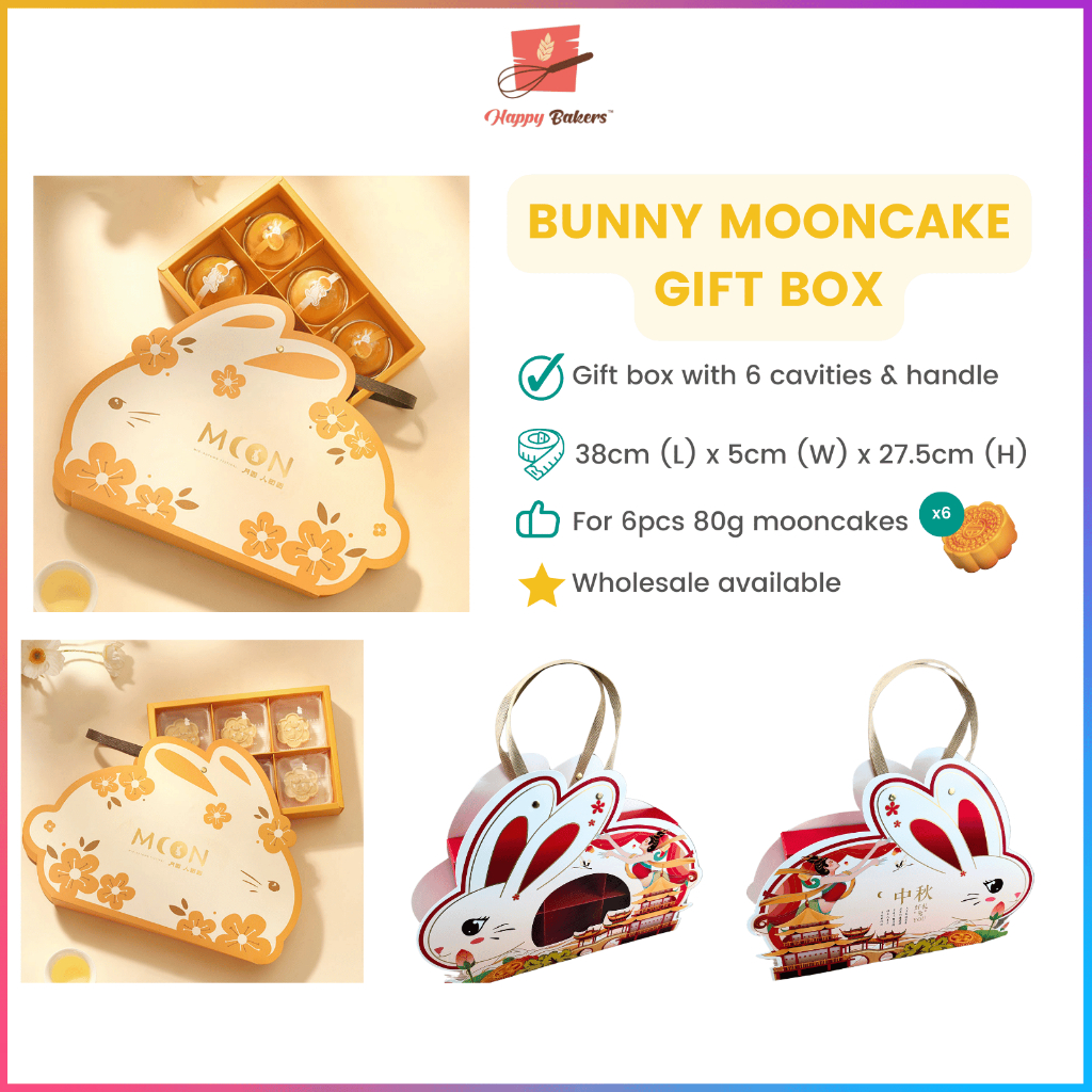 最新款式中秋月饼盒 Cute Bunny Mooncake Box 6 Cavities For 80g Mooncakes Kuih ...