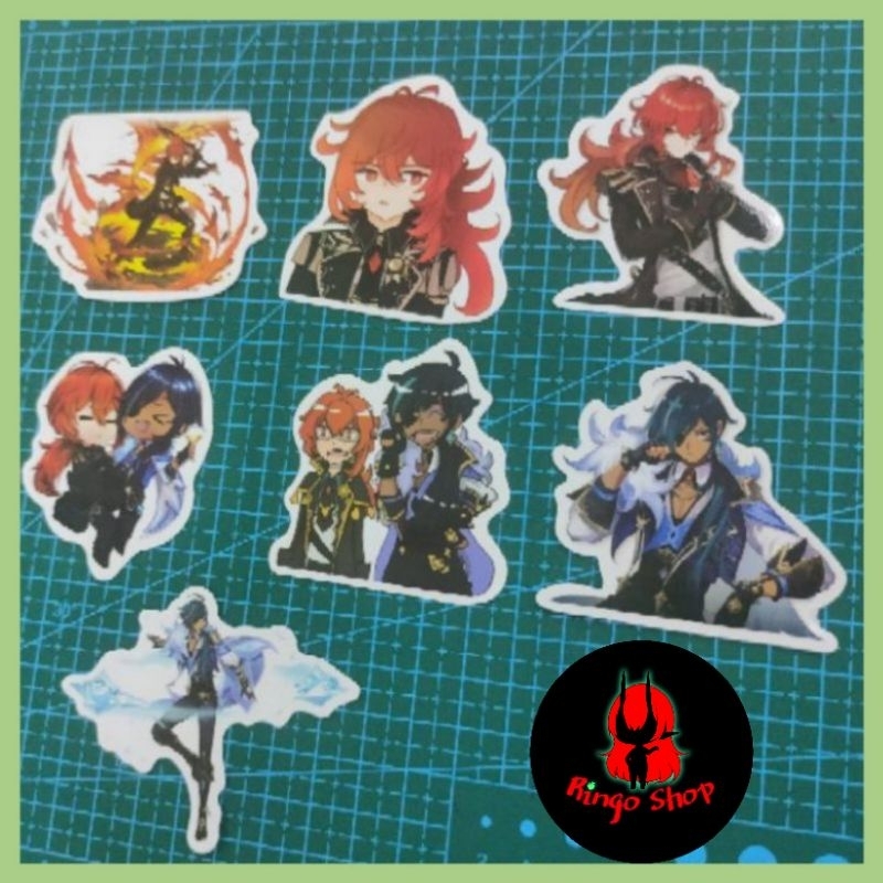 Genshin Impact Stickers Diluc + Kaeya + XingQiu + ChongYun + Razor ...