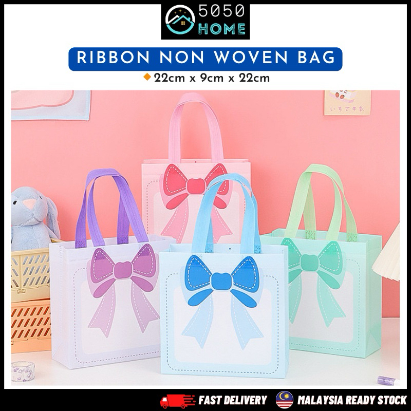 5050HOME Ribbon Non Woven Bag Door Bag Birthday Party For Kids Tote Bag ...