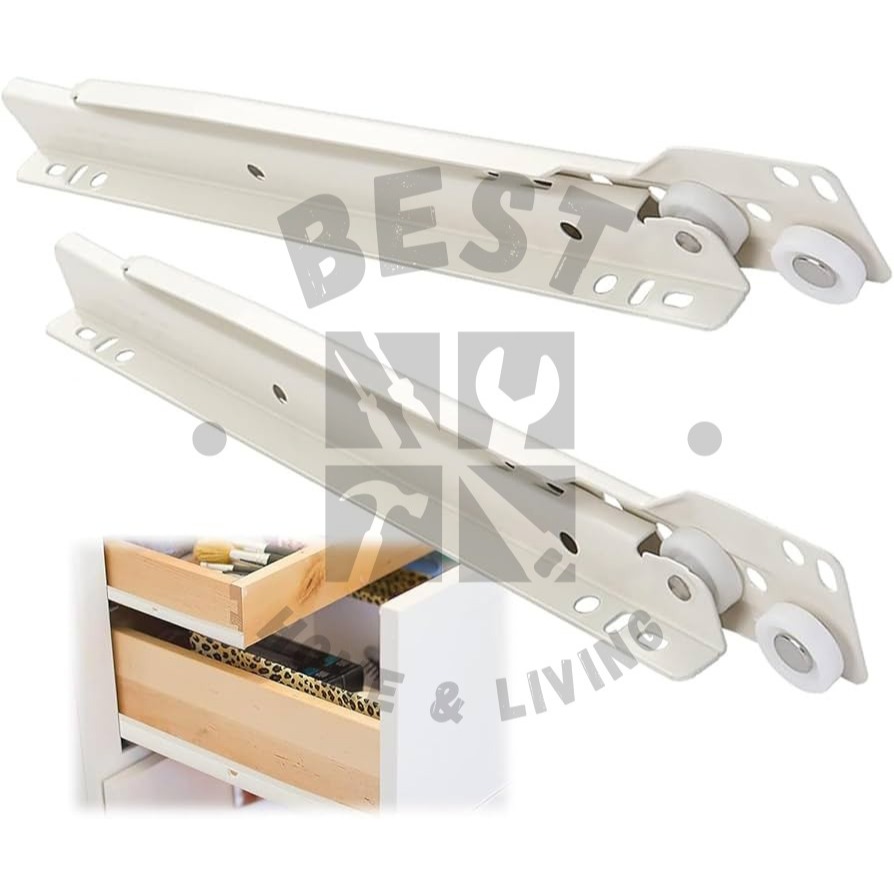 Heavy Duty Drawer Slide Roller 12" 14" Runner Drawer Roda Rail Wheel ...
