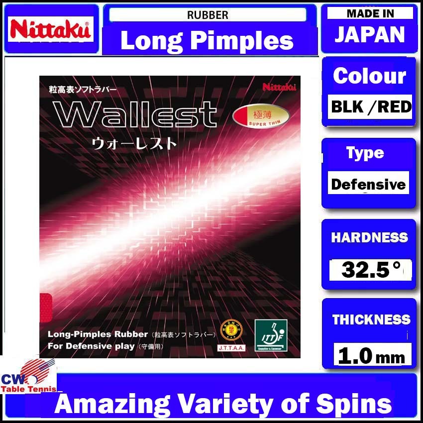 NITTAKU Wallest Long Pimples Table Tennis Rubber Getah Ping Pong Long ...