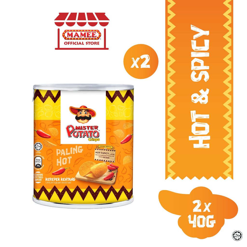 Mister Potato Crisps - Hot & Spicy (40g x 2 Canisters) | Shopee Philippines