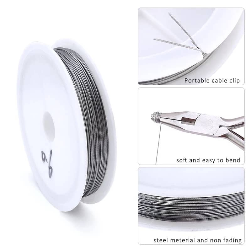Tiger Tail 100metet, Wayar Lembut 0.38mm, Steel Bead String Wire DIY ...