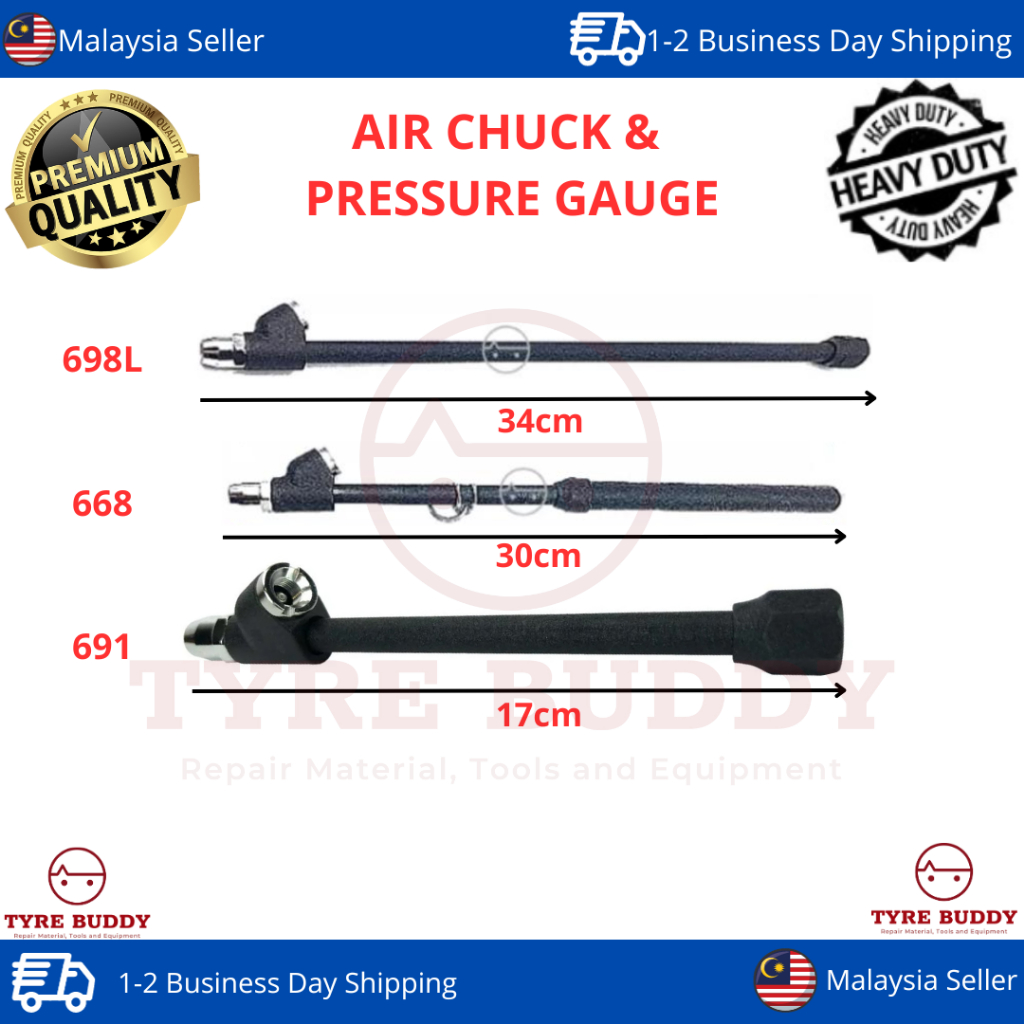 Air Chuck & Pressure Gauge ; Heavy Duty Tayar Check Angin; Truck ...