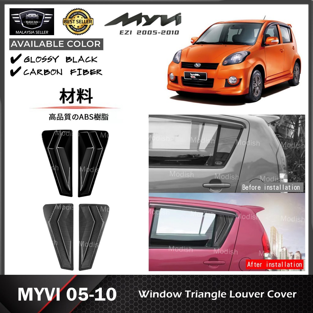 Modish Perodua Myvi EZI 2005-2010 Car Rear Window Triangle Louver Cover ...