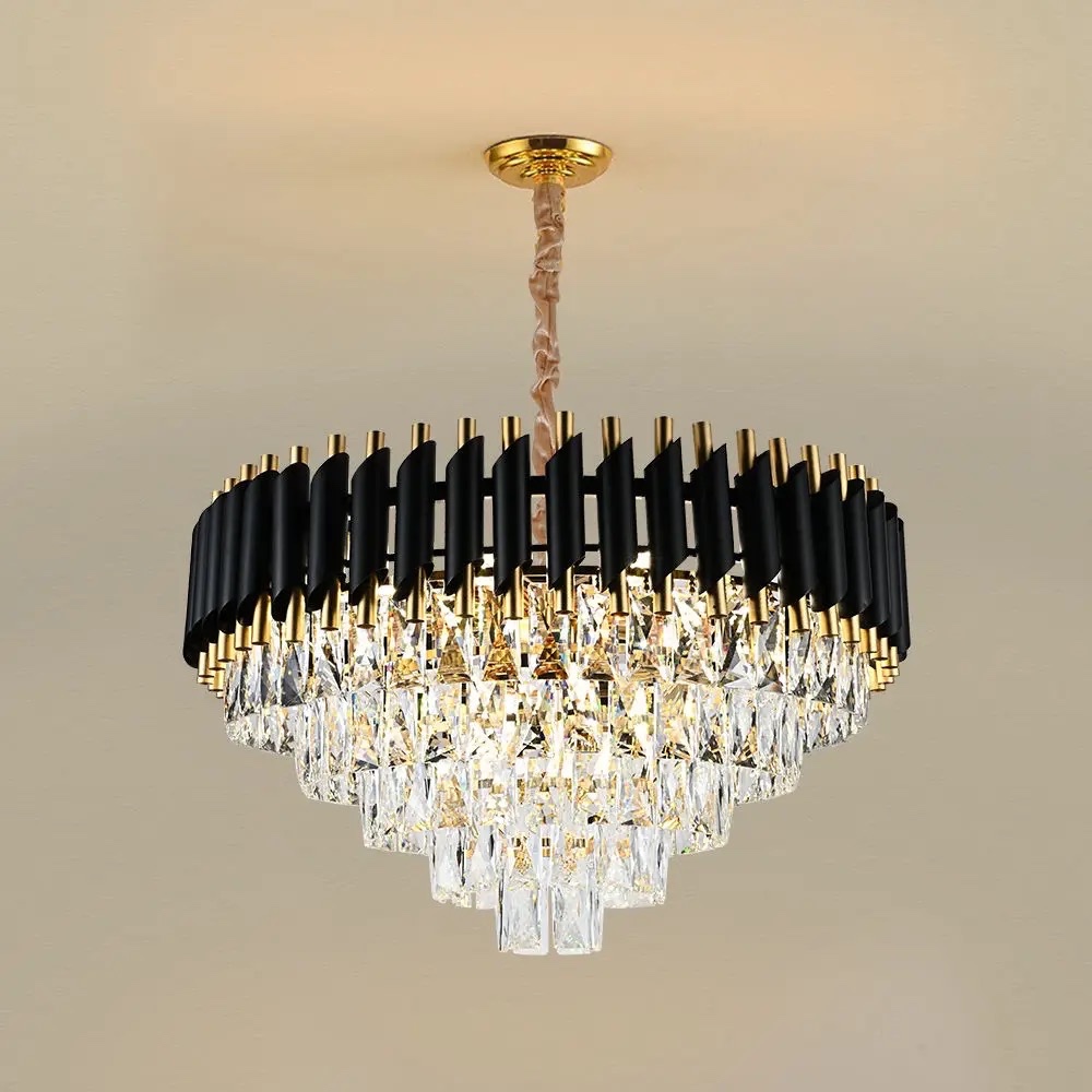 Modern Luxury Golden Black Series Crystal Chandelier Pendant Lights ...