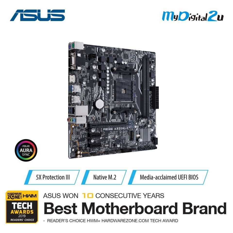 Asus Prime A320M-K AMD RYZAN AM4 Motherboard + AMD Athlon 3000G CPU ...