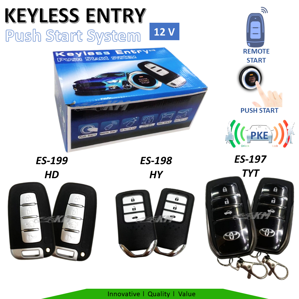 Car Engine Start Alarm System PKE Push Button Remote Starter Stop Alarm ...