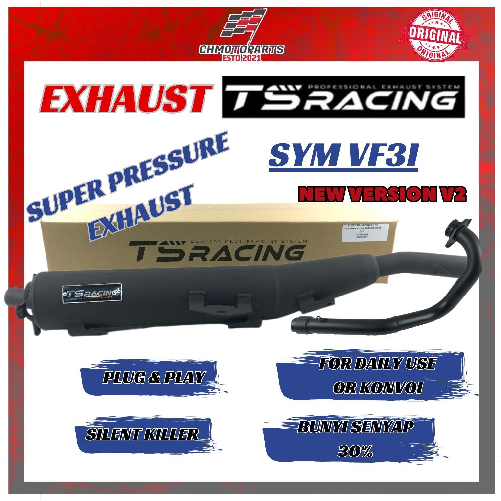 TS Racing Exhaust Super Back Pressure SYM VF3I | Shopee Philippines