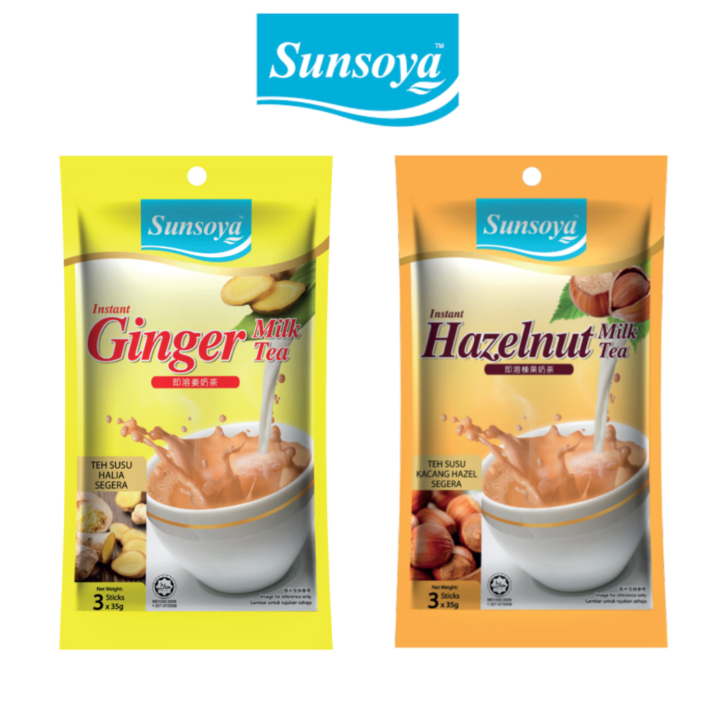 SUNSOYA Instant Hazelnut & Ginger Milk Tea Teh Susu Hazelnut & Halia (3 ...