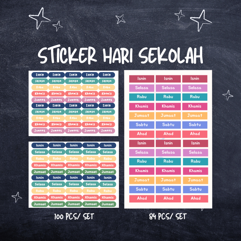 Sticker Hari Saiz Mini Sekolah Tadika Taska - Planner Fail Buku Diari ...