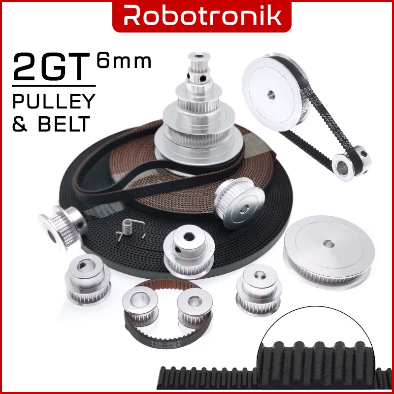 2GT Pulley & Belt (6mm Width) 3D Printer CNC Gear Timing Drive Belt ...