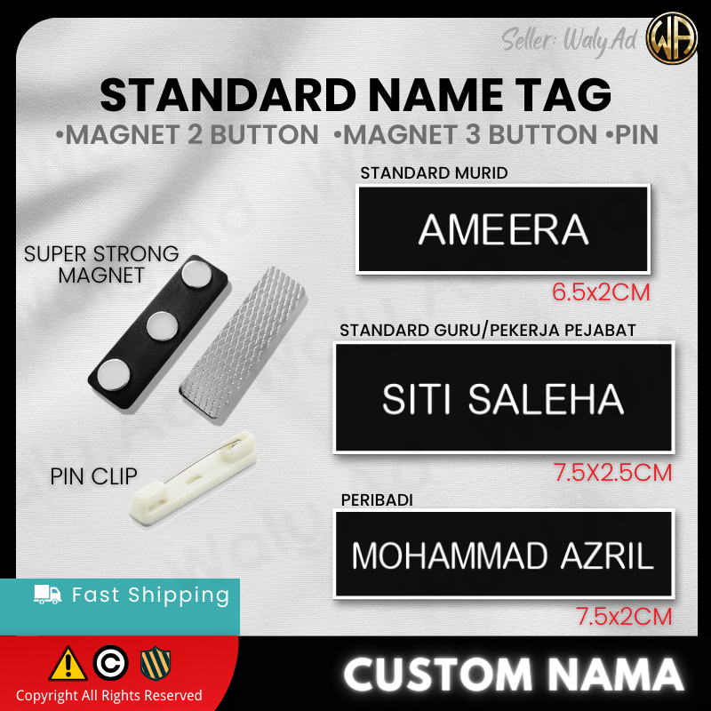 Magnet School NameTag / CLIP PIN Student School Name, Teacher, Royal ...