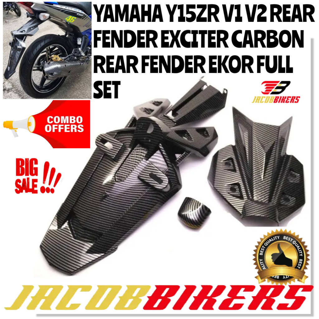 YAMAHA Y15ZR REAR FENDER EXCITER CARBON REAR FENDER EKOR FULL SET ...