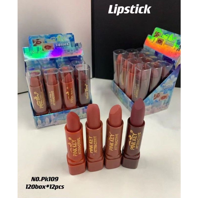Pink Key Lipstick Waterproof Matte poreless Lipstick (1Box 12Pcs ...