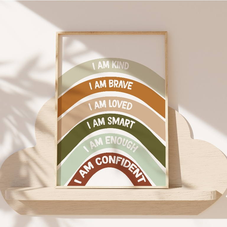 Word affirmation Poster with frame in Boho Rustic theme (Nursery Series ...
