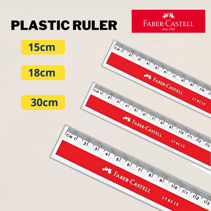 Faber Castell Transparent Plastic Ruler Stationary 15cm / 18cm / 30cm ...