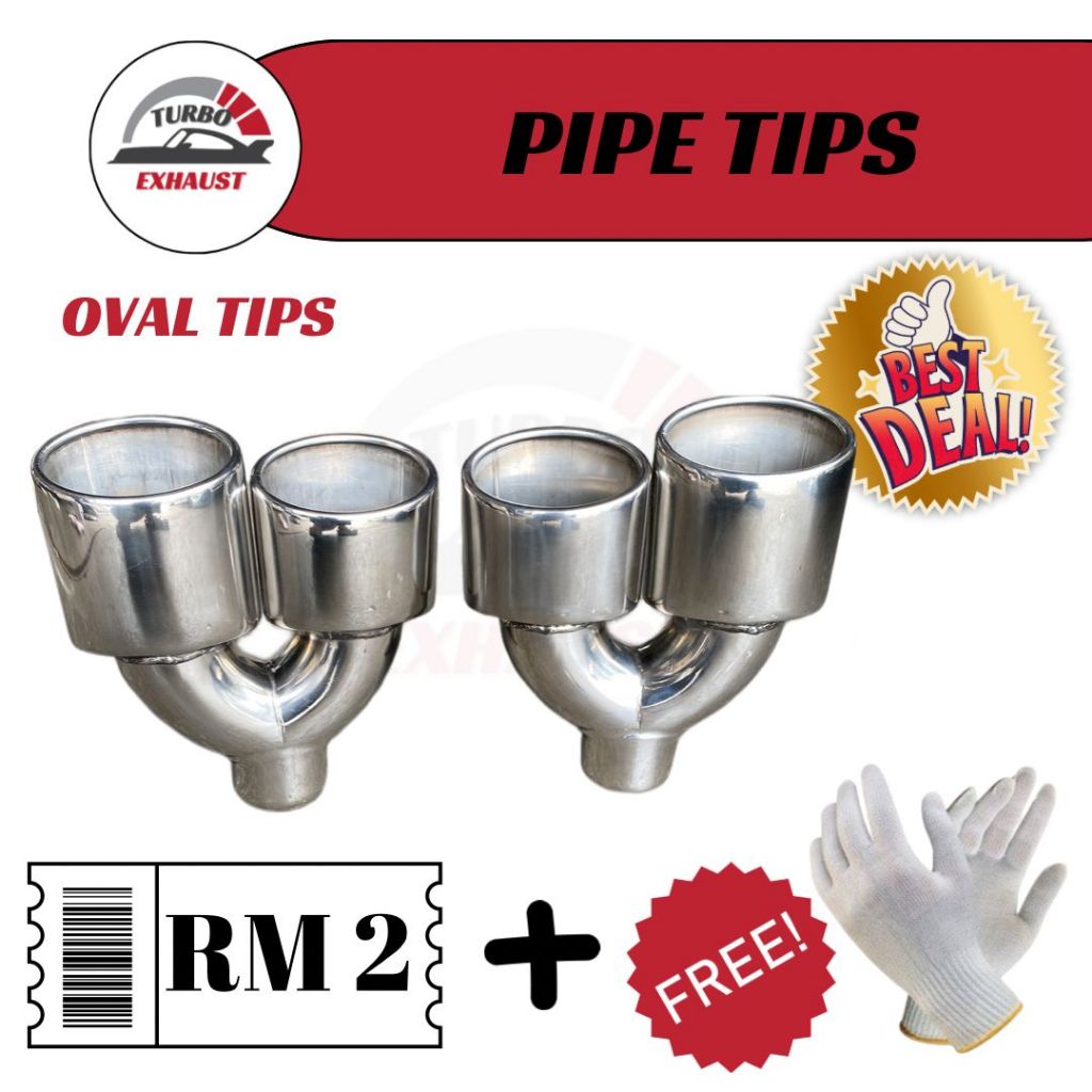 PREMIUM!! TURBO EXHAUST STAINLESS STEEL TWIN OVAL PIPE TIPS PAIR / CAR ...