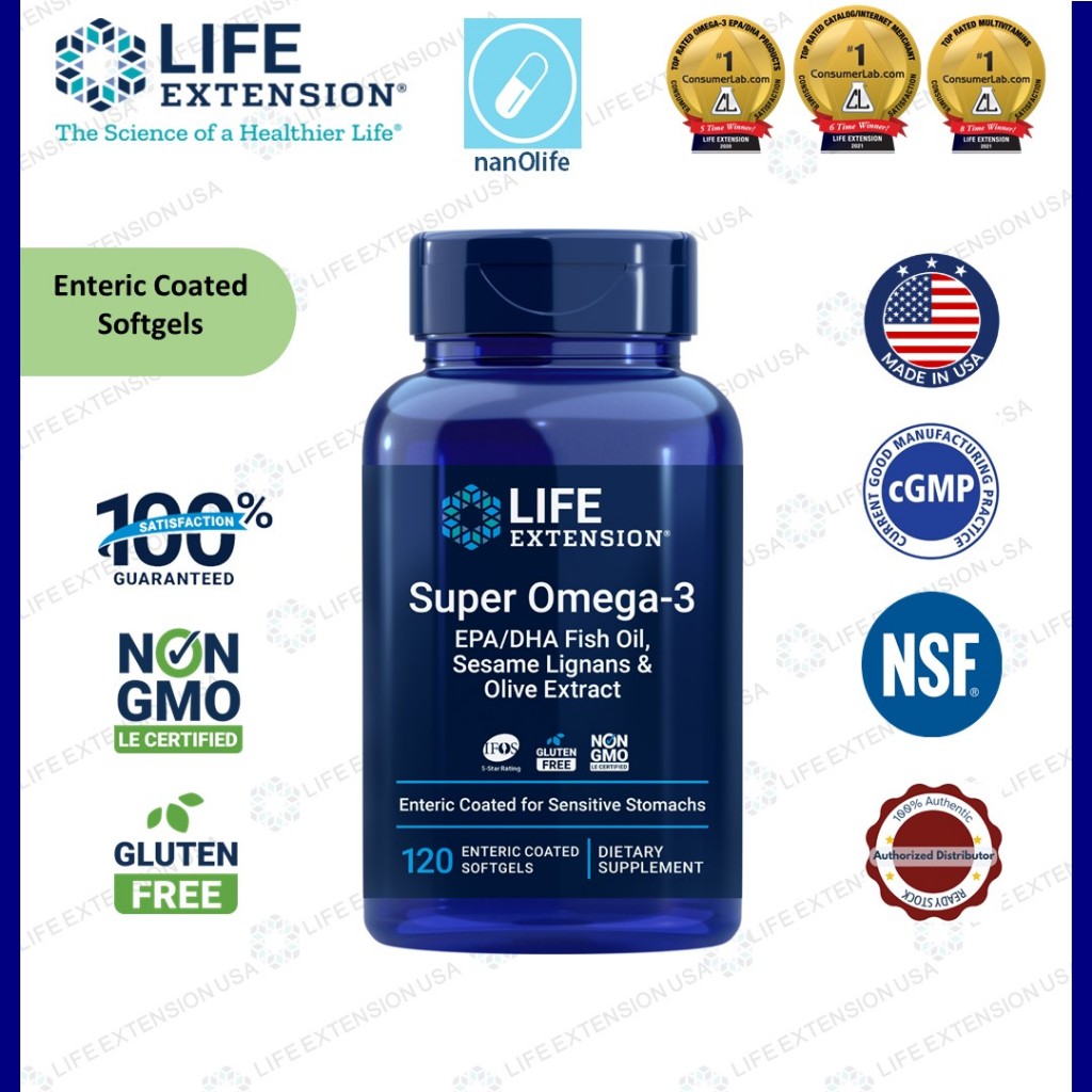 [Life Extension] Super Omega-3 EXP:03/27, EPA/DHA Fish Oil, Sesame Lignans & Olive Extract ...