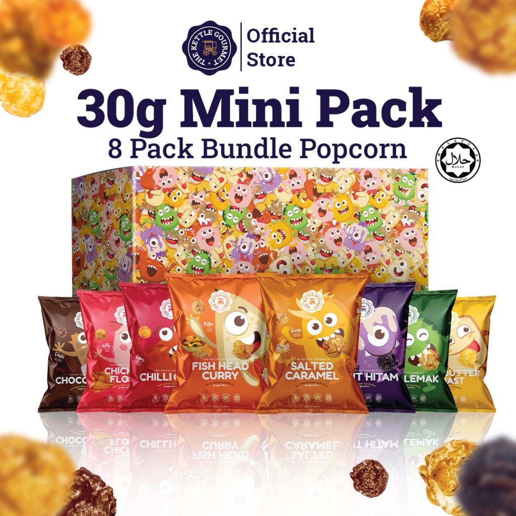 The Kettle Gourmet Popcorn Unique Flavours Set (Assortment of 8 Unique ...