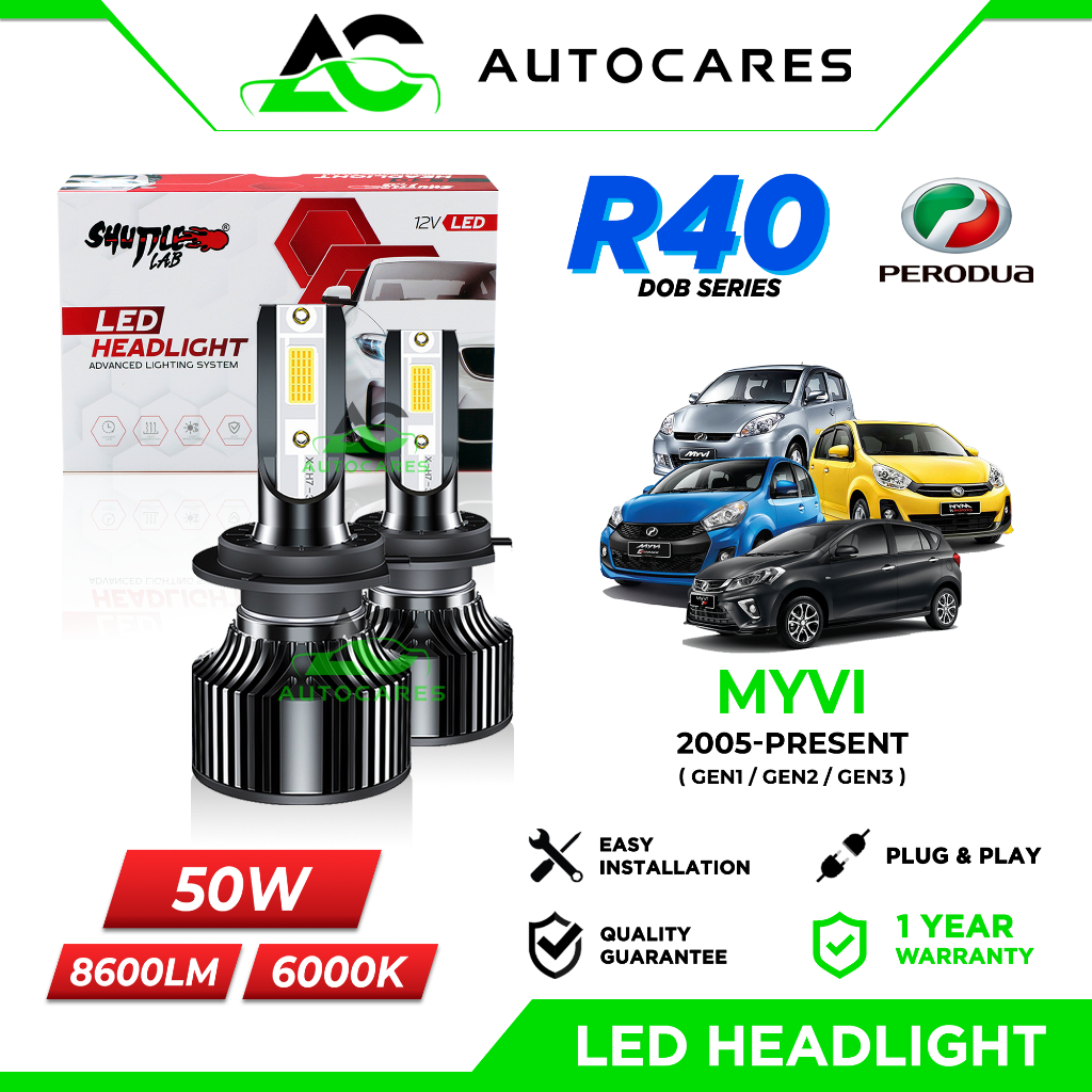 PERODUA MYVI LED Headlight Car R40 R70 55W SHUTTLE LAB LED Lampu Depan ...
