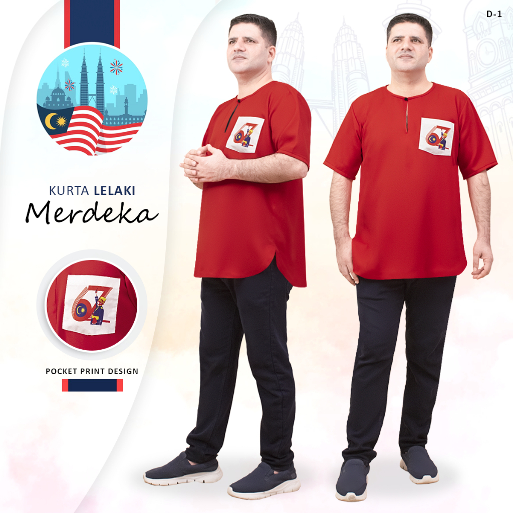 New Merdeka Arrival 2024 Kurta lelaki with Merdeka Pattern Pocket by ...